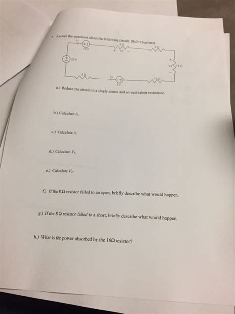solved answer the questions about the following circuit