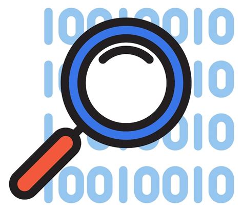 premium vector binary code with magnifying glass color research icon