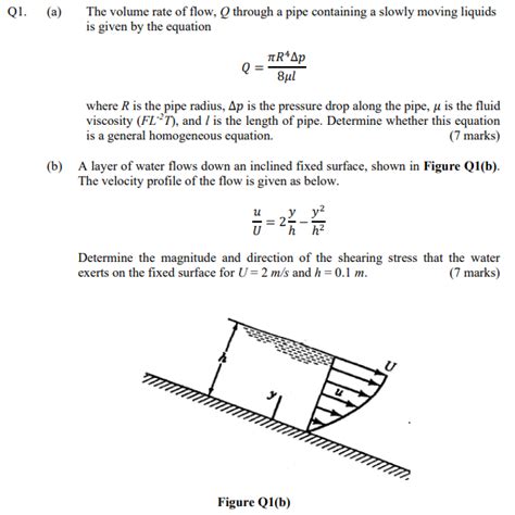 Solved Q A The Volume Rate Of Flow Q Through A Pipe Chegg