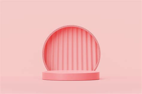 분홍색 연단과 커튼 추상 모형 장면 제품 배치 3d 렌더링을 위한 최소한의 기하학적 제품 스탠드 연단 배경 분홍에 대한 스톡 사진 및 기타 이미지 Istock