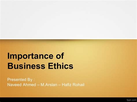 Importance Of Business Ethics