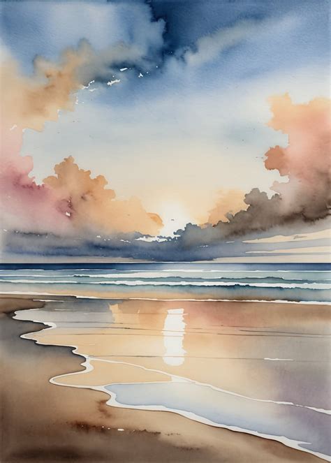 Ocean Watercolor Study Ocean Watercolor Art Digital Download Wall