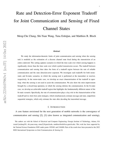 Rate And Detection Error Exponent Tradeoff For Joint Communication And