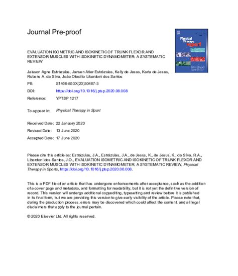 Pdf Evaluation Isometric And Isokinetic Of Trunk Flexor And Extensor Muscles With Isokinetic