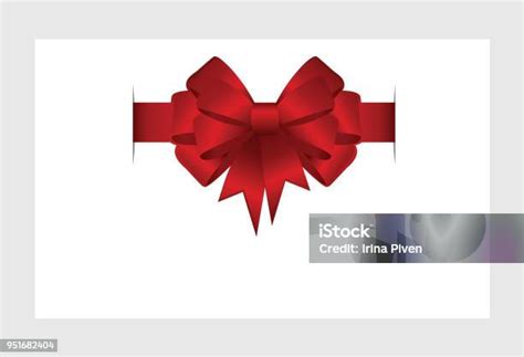 초대장 인사말 또는 선물 카드와 함께 빨간 리본 및 A에 활 흰색 배경 선물 상품권 템플릿 텍스트에 대 한 장소입니다 공단에 대한 스톡 벡터 아트 및 기타 이미지 Istock