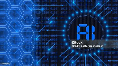 Ai 청록 인공 지능 배경 블루 글자 벌집 요소 사이의 라인을 연결하는 정보 뒤에 4 자리 이진 코드 0명에 대한 스톡 사진 및