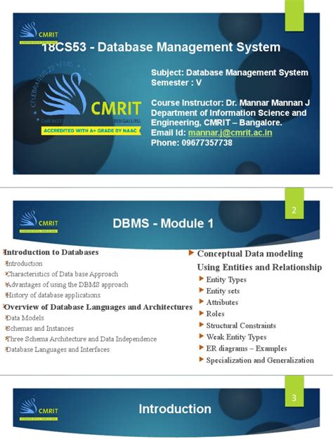 18cs53 Database Management System Pdf Databases Data Model