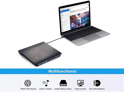 Lecteur Cd Dvd Externe Rncyn Usb C Graveur Dvd Compatible Windows Et Mac Plug Play