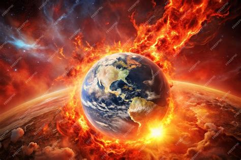 Abstract Apocalyptic Background Burning And Exploding Planet Earth In