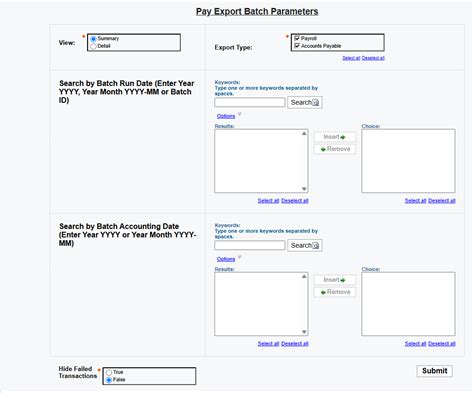 Pay Export Batch Report