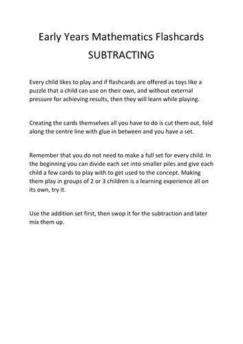 adding and subtracting flashcards