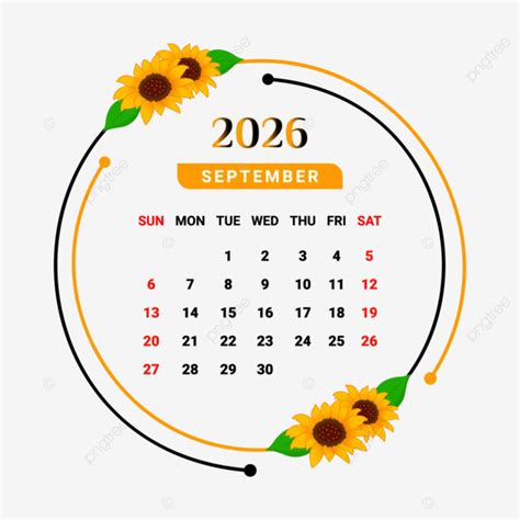 2026 September Month Calendar With Unique Flower Frame Vector Monthly