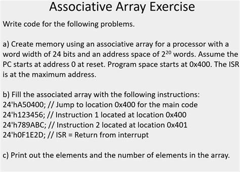 solved associative array exercise write code for the