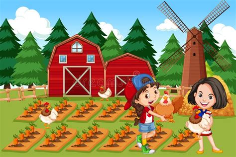 Farm Girl Vector Stock Vector Illustration Of Cartoon 5978853