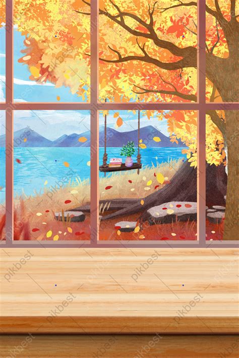 Autumn Leaves And Scenery Window Backgrounds Psd Free Download Pikbest