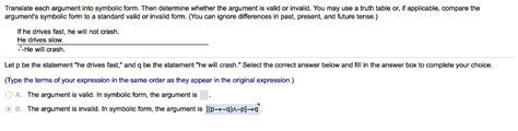 Solved Translate Each Argument Into Symbolic Form Then Chegg