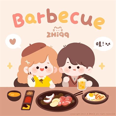 画了用餐系列 •ᴗ• 好馋呀 今天晚上吃什么？ 小久日记 卡通 图片 Cr：稚九久 花瓣网