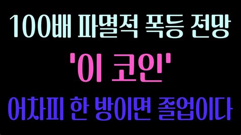 100배 파멸적 폭등 전망 이 코인 어차피 한 방이면 인생졸업입니다 도지코인 비트코인 이더리움 엑스알피 봉크 너보스 소폰 Youtube