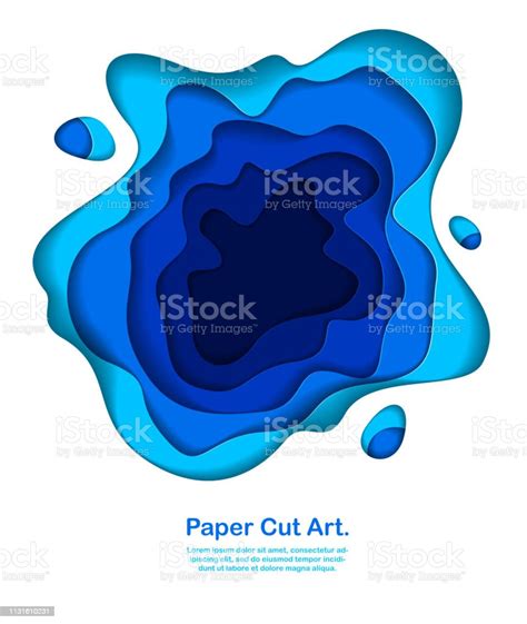 종이 컷 모양 3d 추상 파란색 배경입니다 종이 컷 스타일의 벡터 일러스트입니다 명함 프레젠테이션 전단지 또는 포스터를 위한