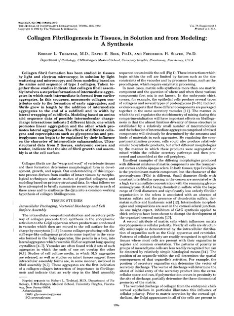 Pdf Collagen Fibrillogenesis In Tissues In Solution And From