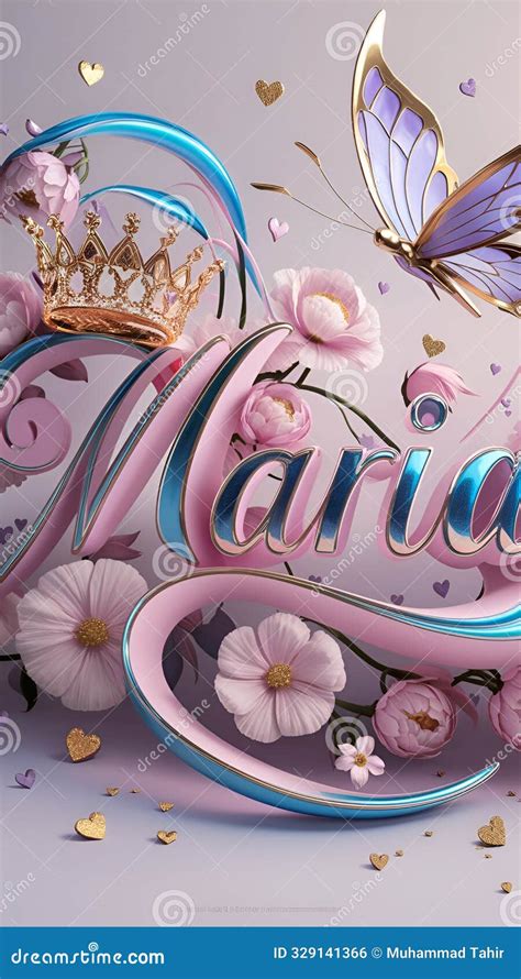 Maria S Garden A Floral Anime Typography Art Stock Illustration