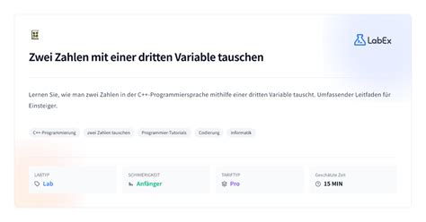 C Programmier Tutorials Zwei Zahlen Tauschen Labex