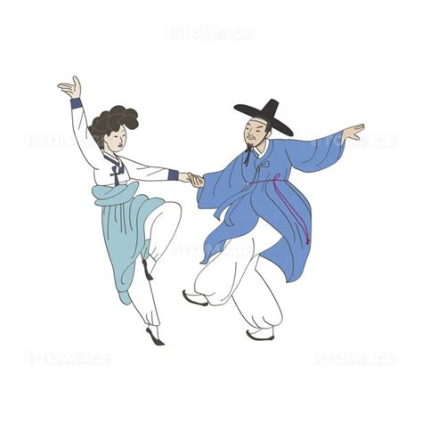 조선건강춤추는 벡터 일러스트 일러스트 스포츠 전통 동양화 민화 한국 사람 건강 운동 동양인 한국인 한복
