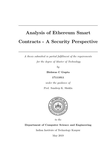 analysis of ethereum smart contracts a security perspective pdf