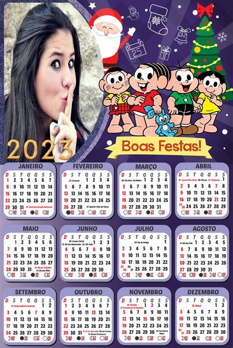Montagem De Fotos Calendário Moldura Calendário 2023 Natal Da Mônica