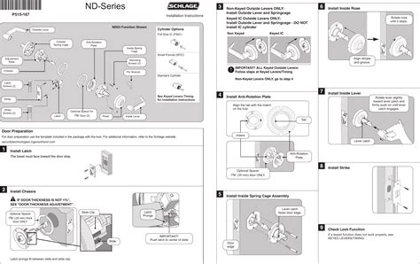 Schlage Nd Series Standard Installation Instructions Locks