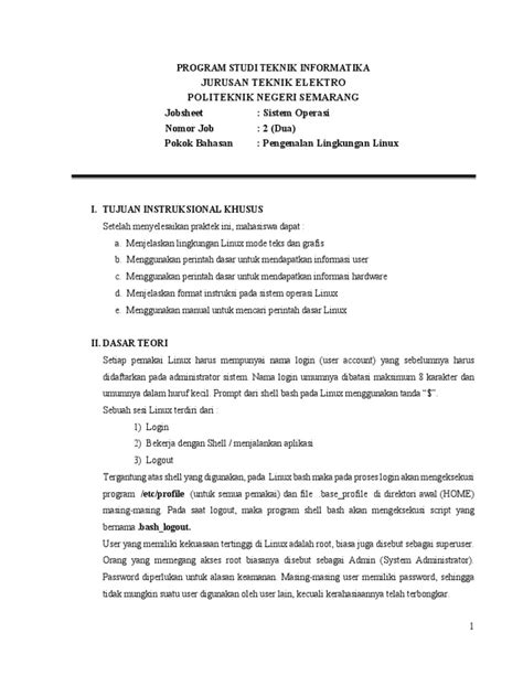 Job 2 Pengenalan Instruksi Open Source Linux Pdf