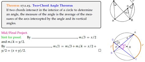 Solved Theorem 17 1 15 Two Chord Angle Theorem If Two