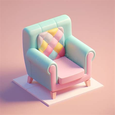 Cute Tiny Isometric Vintage Style Sofa With Generative Ai Stock Illustration Illustration Of