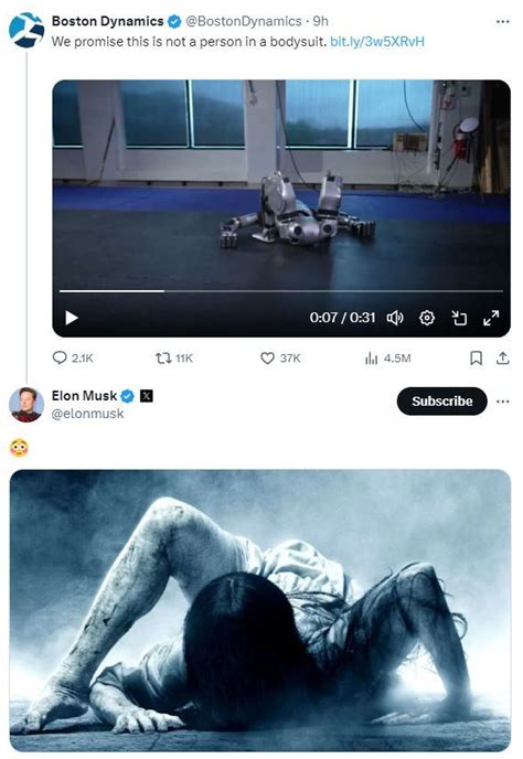 머스크 보스턴 다이내믹스 올 뉴 아틀라스 보더니 영화 링 귀신 사진 게재