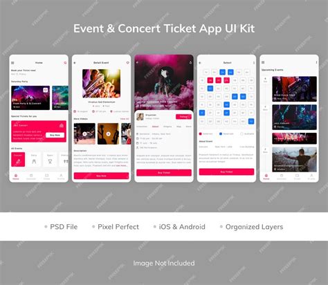 Premium Psd Event Concert Ticket App Ui Kit