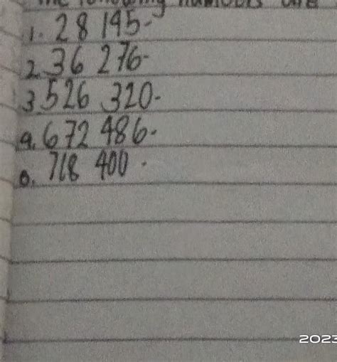 Directionwrite On The Blank Whetther The Following Numbers Are