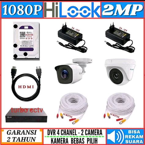 Jual Paket Cctv 2 Kamera Hilook Audio Komplit 2mp Turbo Hd 1080p