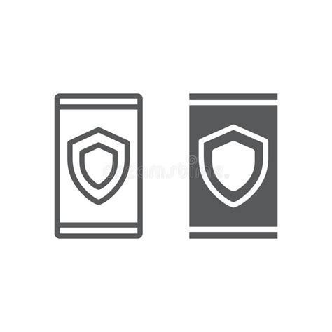 Security Glyph Icon Set Protection Symbols Collection Vector Sketches
