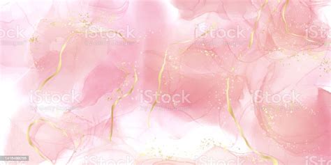 골든 라인 로즈 핑크 액체 수채화 배경 로얄 우아한 홍당무 대리석 알코올 잉크 그리기 효과 결혼식 초대 메뉴 Rsvp 디자인 신부 벡터 일러스트레이션 분홍색 배경에 대한