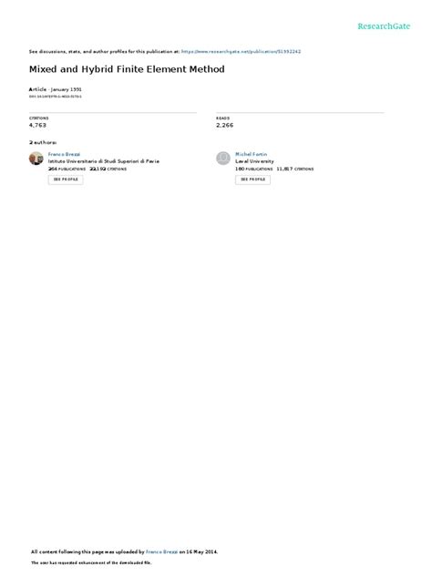 Mixed And Hybrid Finite Element Method Pdf Mathematical Relations Mathematical Analysis