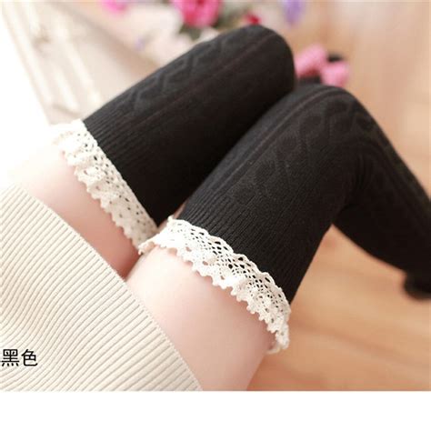 Autumn Winter Women Knee Socks Twist Girl Lace Ove Grandado