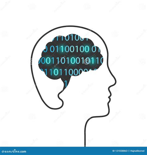 Brain And Binary Code As Artificial Intelligence Concept Stock Vector Illustration Of Profile