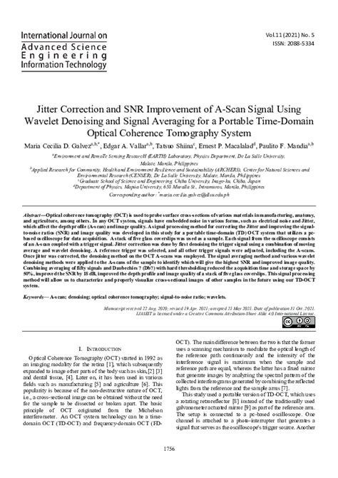 Pdf Jitter Correction And Snr Improvement Of A Scan Signal Using