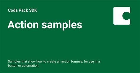 Action Samples Coda Pack Sdk