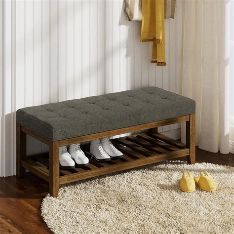 End Of Bed Storage Bench For Bedroom 45 Ottoman Bench Tufted Linen