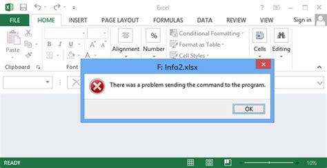 Fixing Excel There Was A Problem Sending The Command To The Program