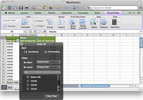Ms Excel 2011 For Mac How To Hide A Value In A Pivot Table