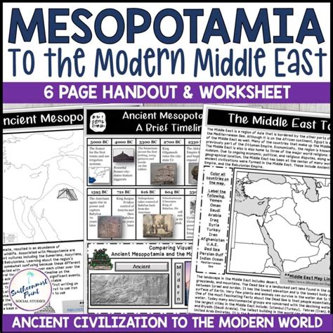 Middle East Ancient Mesopotamia Geography History Map And Worksheet