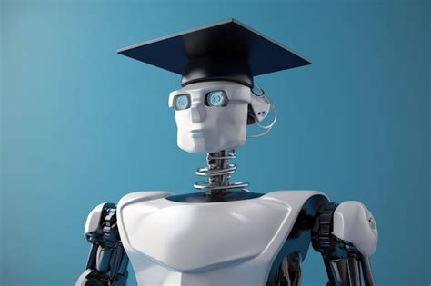 Premium Ai Image Robot Wearing A University Graduation Cap