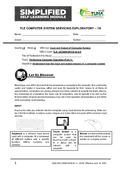 Css 7 8 Sslms 2 Learning Module Tle Computer System Servicing